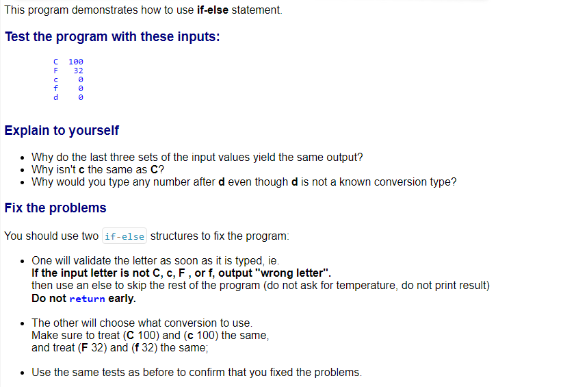 Solved // Program Convert converts a temperature in | Chegg.com