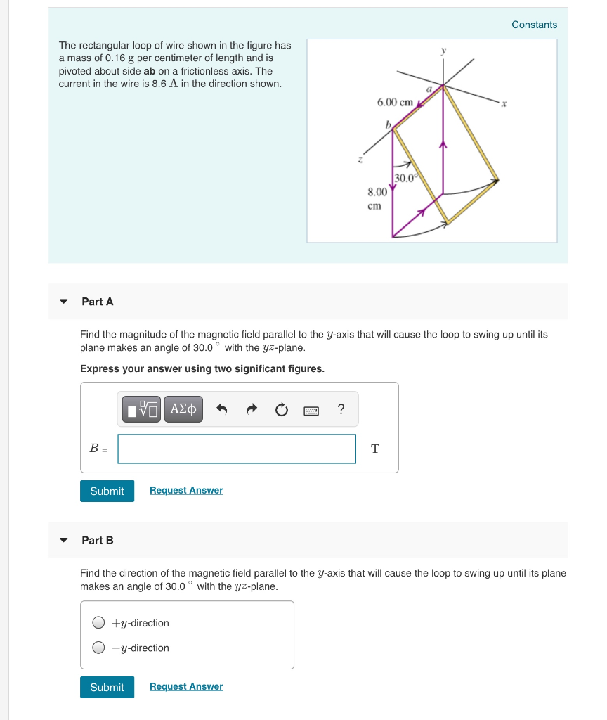 Solved Constants The rectangular loop of wire shown in the | Chegg.com