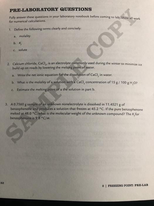 Solved PRE-LABORATORY QUESTIONS Fully answer these questions | Chegg.com