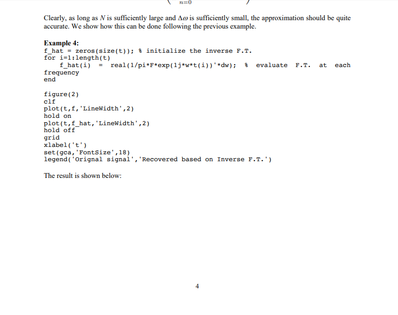3. Numerical Implementation of Fourier Transform and | Chegg.com