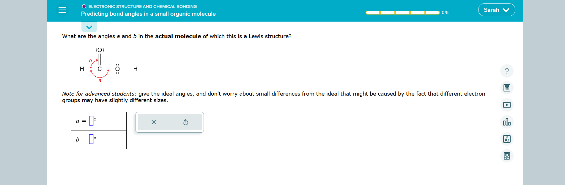 Solved What are the angles a and b in the actual molecule of | Chegg.com