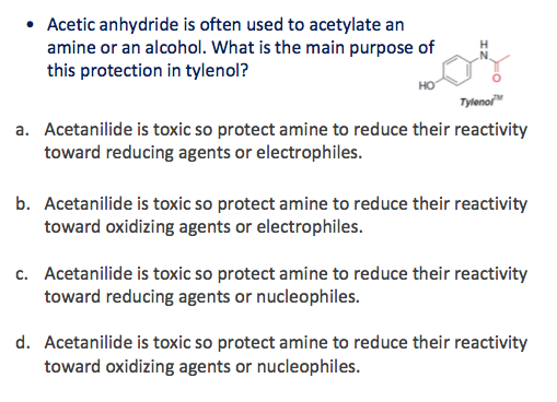 Solved Acetic anhydride is often used to acetylate an amine | Chegg.com