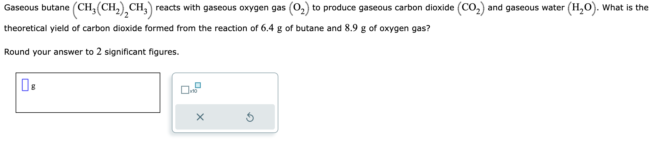 Solved Gaseous butane (CH3(CH2)2CH3) reacts with gaseous | Chegg.com