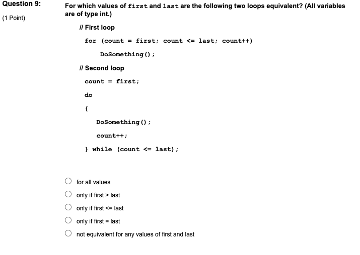 Solved Question 9: (1 Point) For which values of first and | Chegg.com