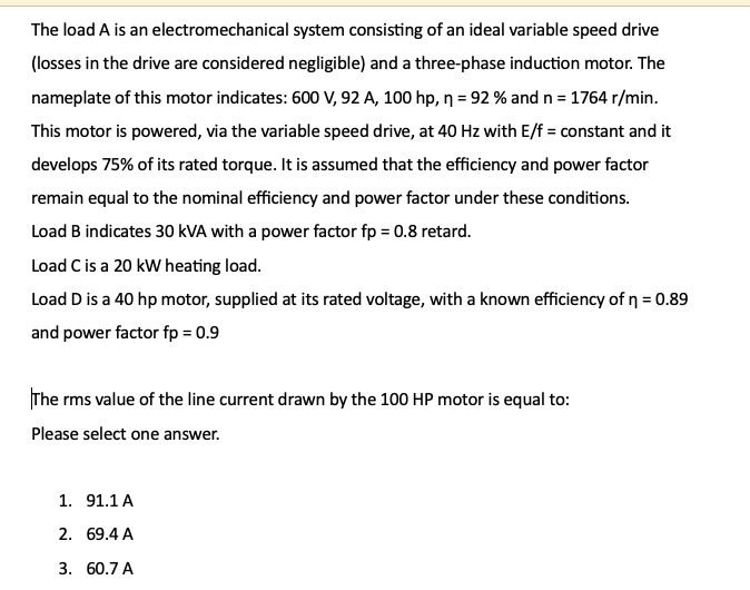 Solved Four balanced three-phase loads A, B, C and D are | Chegg.com