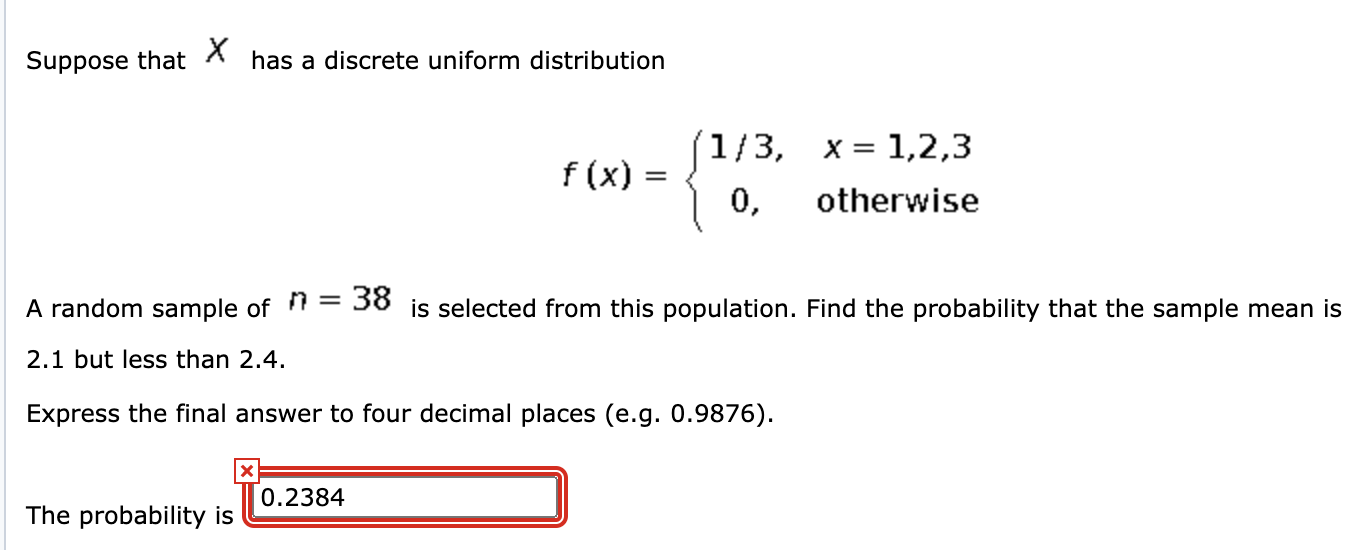 Solved Suppose that х has a discrete uniform distribution | Chegg.com