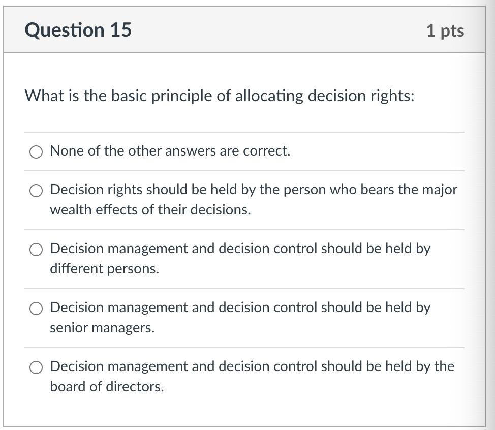 Solved What is the basic principle of allocating decision | Chegg.com
