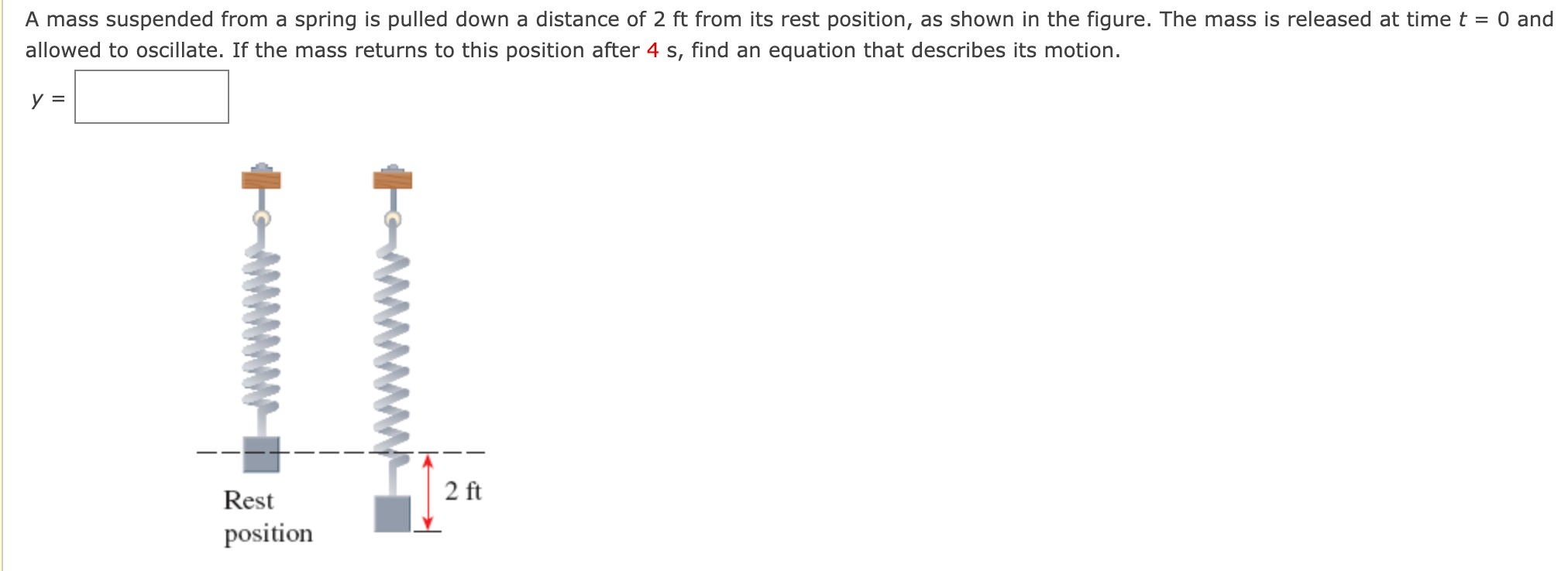Solved A mass suspended from a spring is pulled down a | Chegg.com