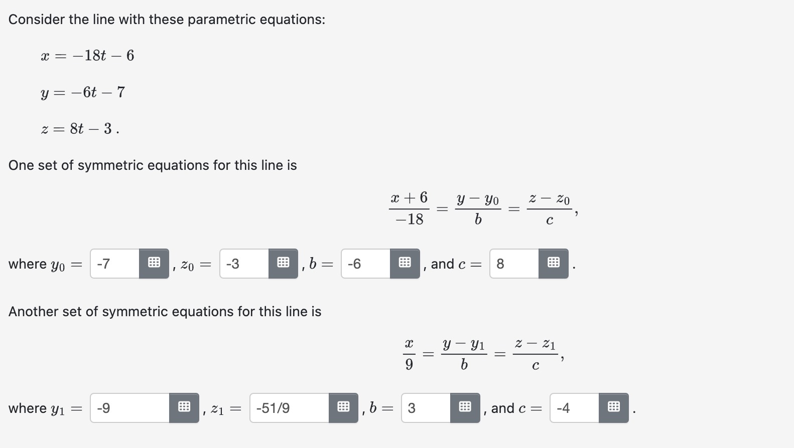 Solved Consider the line with these parametric equations: | Chegg.com