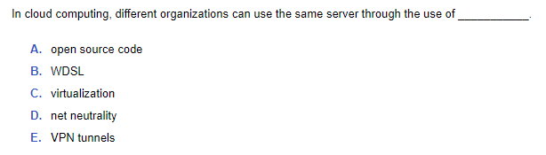 Solved In cloud computing, different organizations can use | Chegg.com