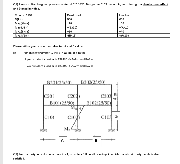 Q1) Please utilise the given plan and material C20 | Chegg.com
