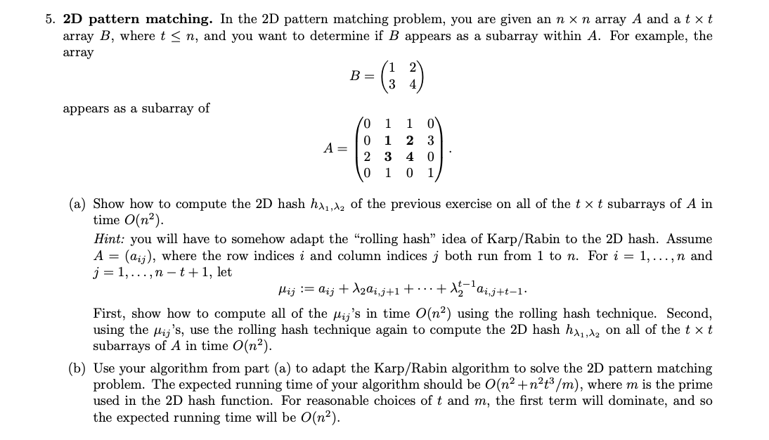 5. 2D pattern matching. In the 2D pattern matching | Chegg.com