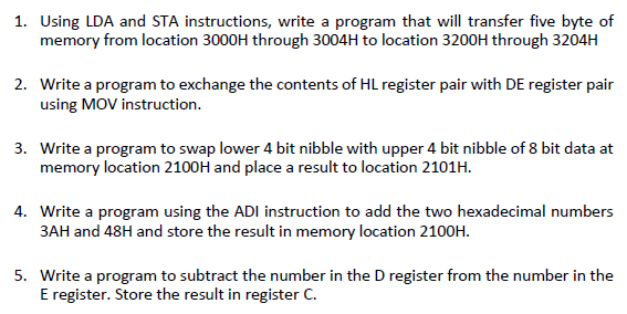 Solved 1 Using Lda And Sta Instructions Write A Program 
