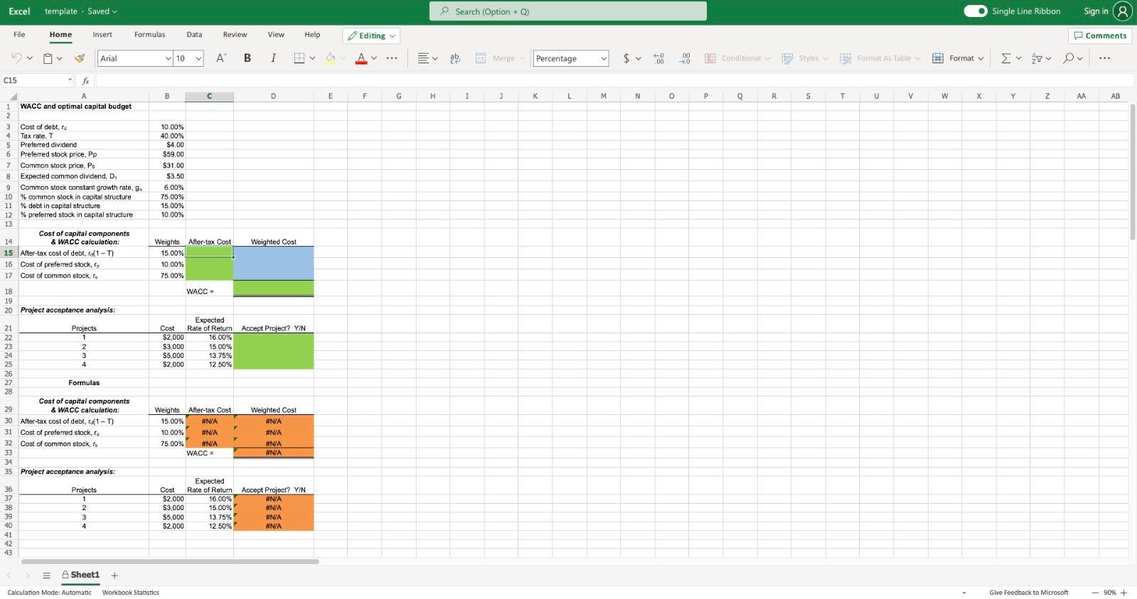 Solved Excel Online Structured Activity: WACC and optimal | Chegg.com