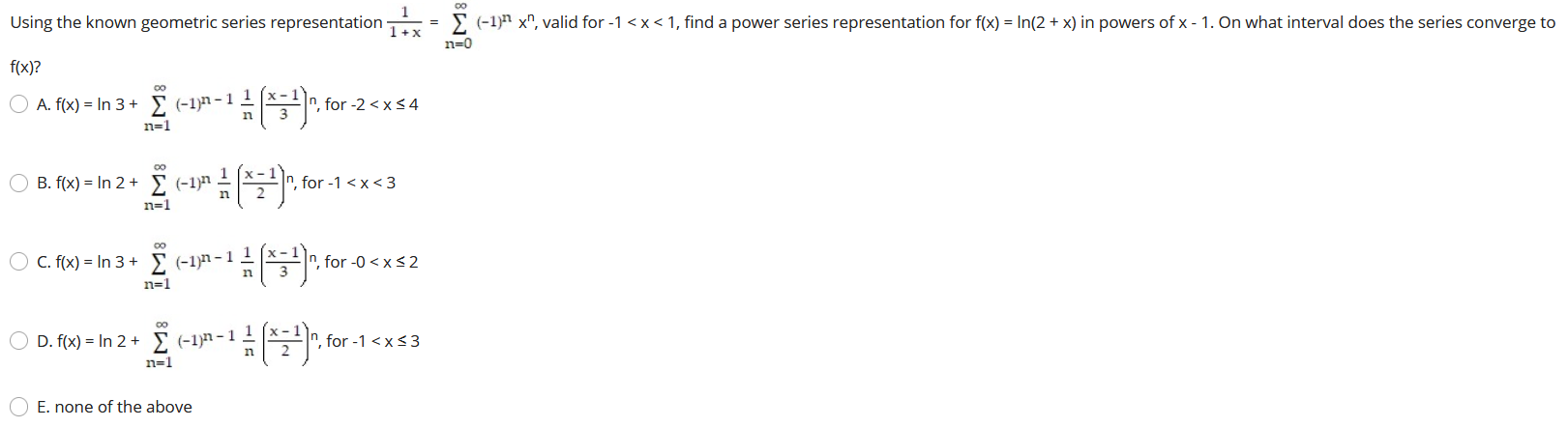 Solved Using the known geometric series representation Tax | Chegg.com
