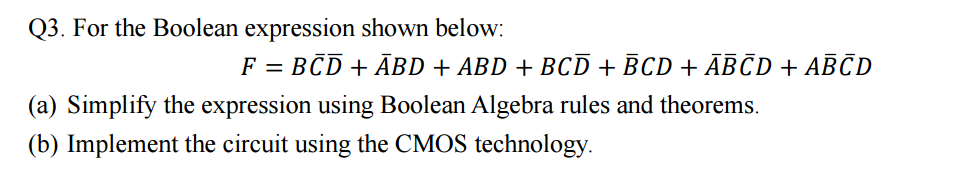 Q3. ﻿For the Boolean expression shown | Chegg.com