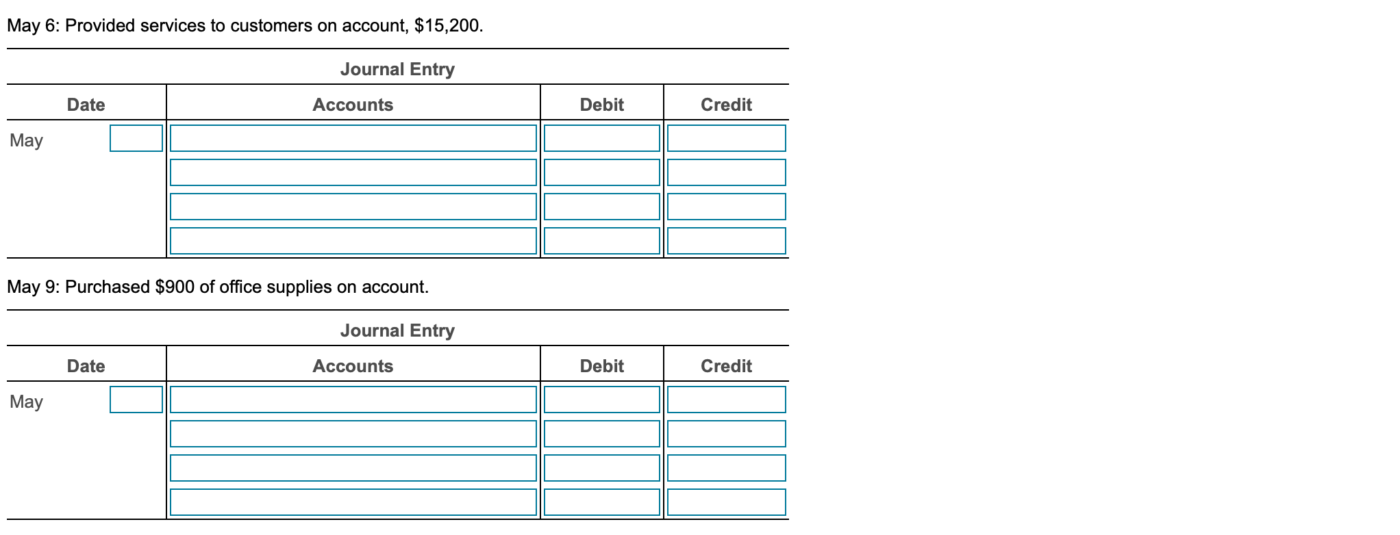 Solved May 6: Provided services to customers on account, | Chegg.com