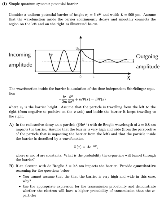 Solved (I) Simple quantum systems: potential barrier | Chegg.com ...
