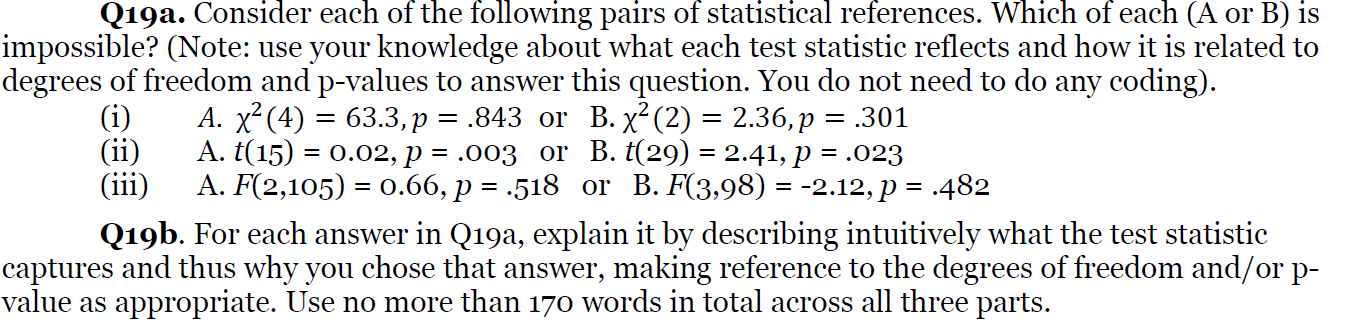 Solved Q19a. Consider each of the following pairs of | Chegg.com