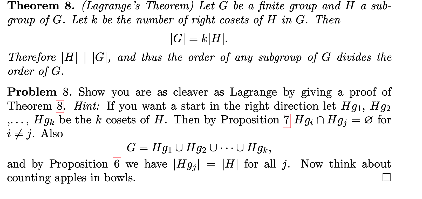 Solved Theorem 8. (Lagrange's Theorem) Let G be a finite | Chegg.com
