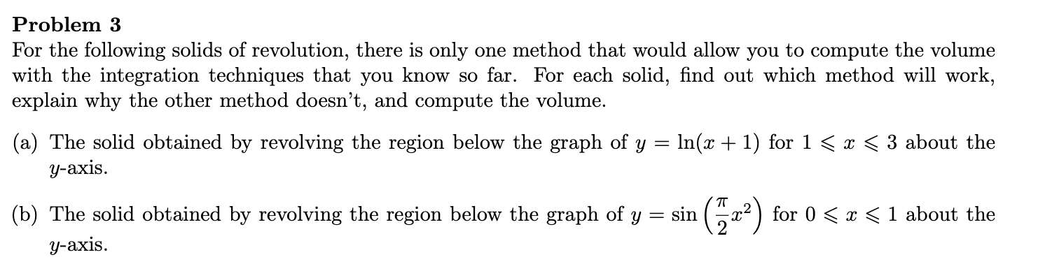 Solved Problem 3 For the following solids of revolution, | Chegg.com