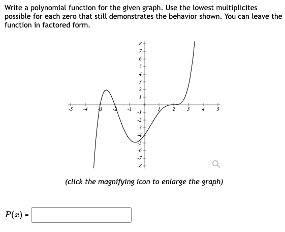 Solved Write a polynomial function for the given graph. Use | Chegg.com