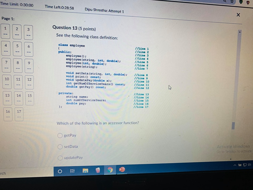 Solved me Limit: 0:30:00 Time Left:0:28:58 Dipu Shrestha: | Chegg.com
