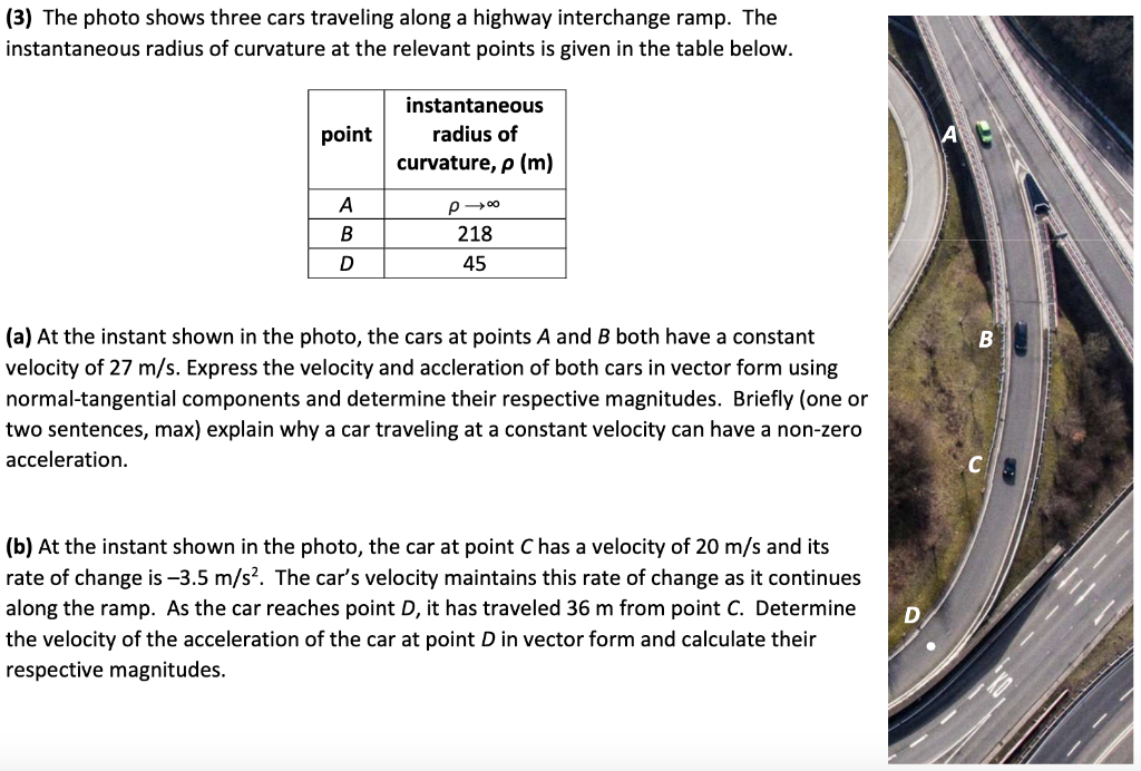 Solved (3) The photo shows three cars traveling along a | Chegg.com