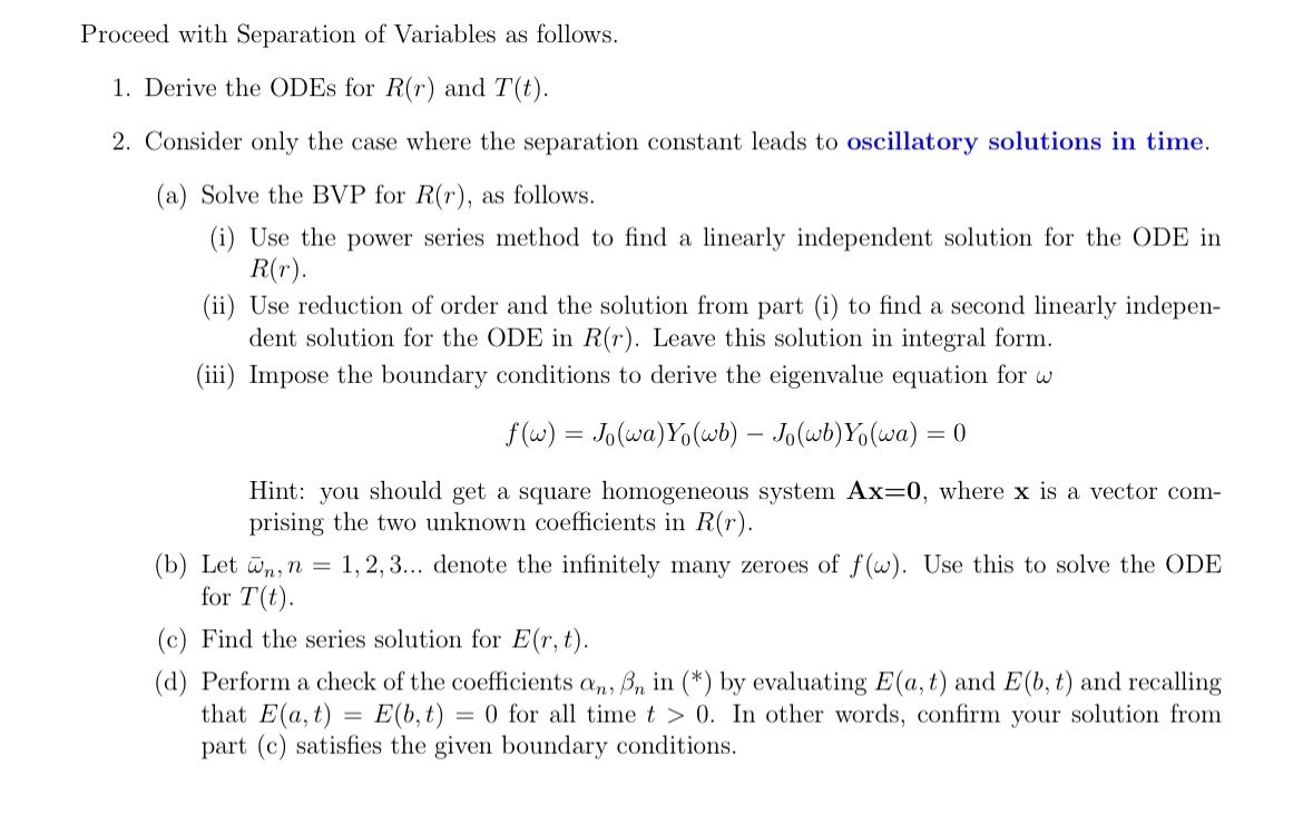 Solved roceed with Separation of Variables as follows. 1. | Chegg.com
