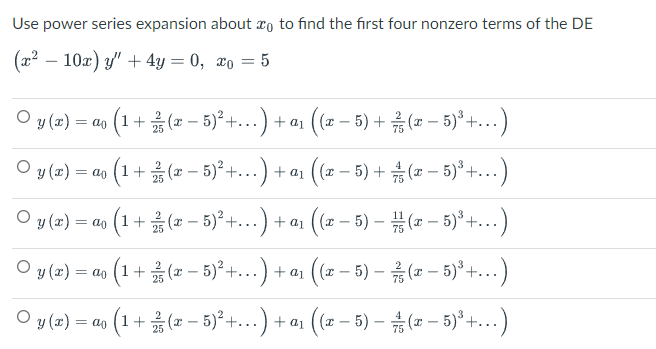 Solved Use power series expansion about 20 to find the first | Chegg.com