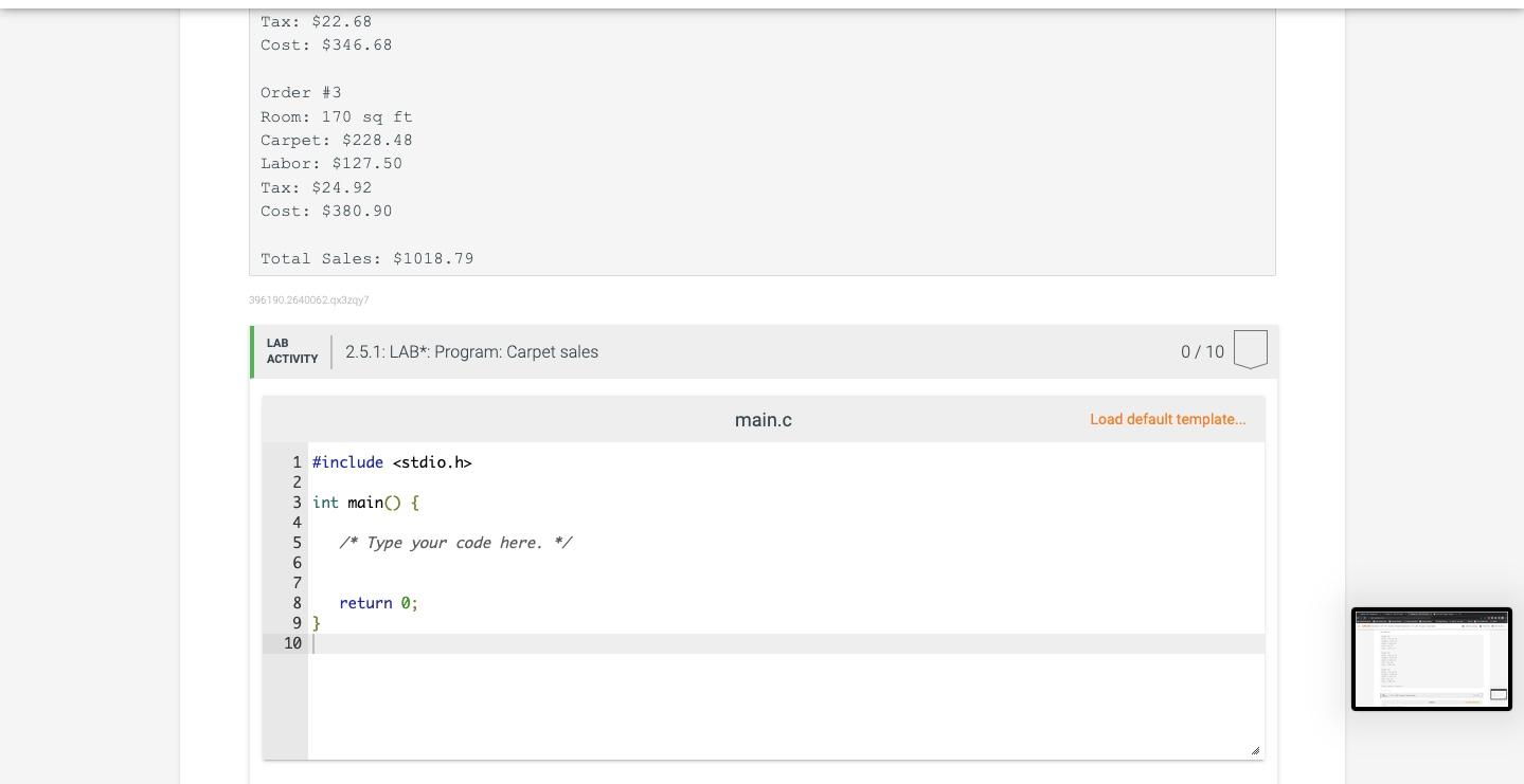 Solved 2.5 LAB*: Program: Carpet sales Program | Chegg.com