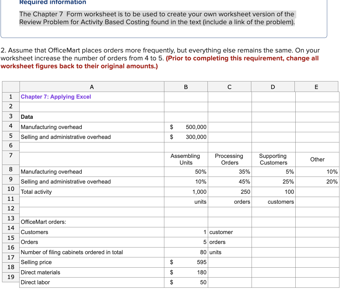 Solved The Chapter 7 Form worksheet is to be used to create | Chegg.com