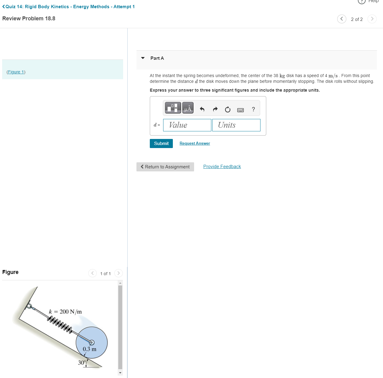 Solved At the instant the spring becomes undeformed, the | Chegg.com