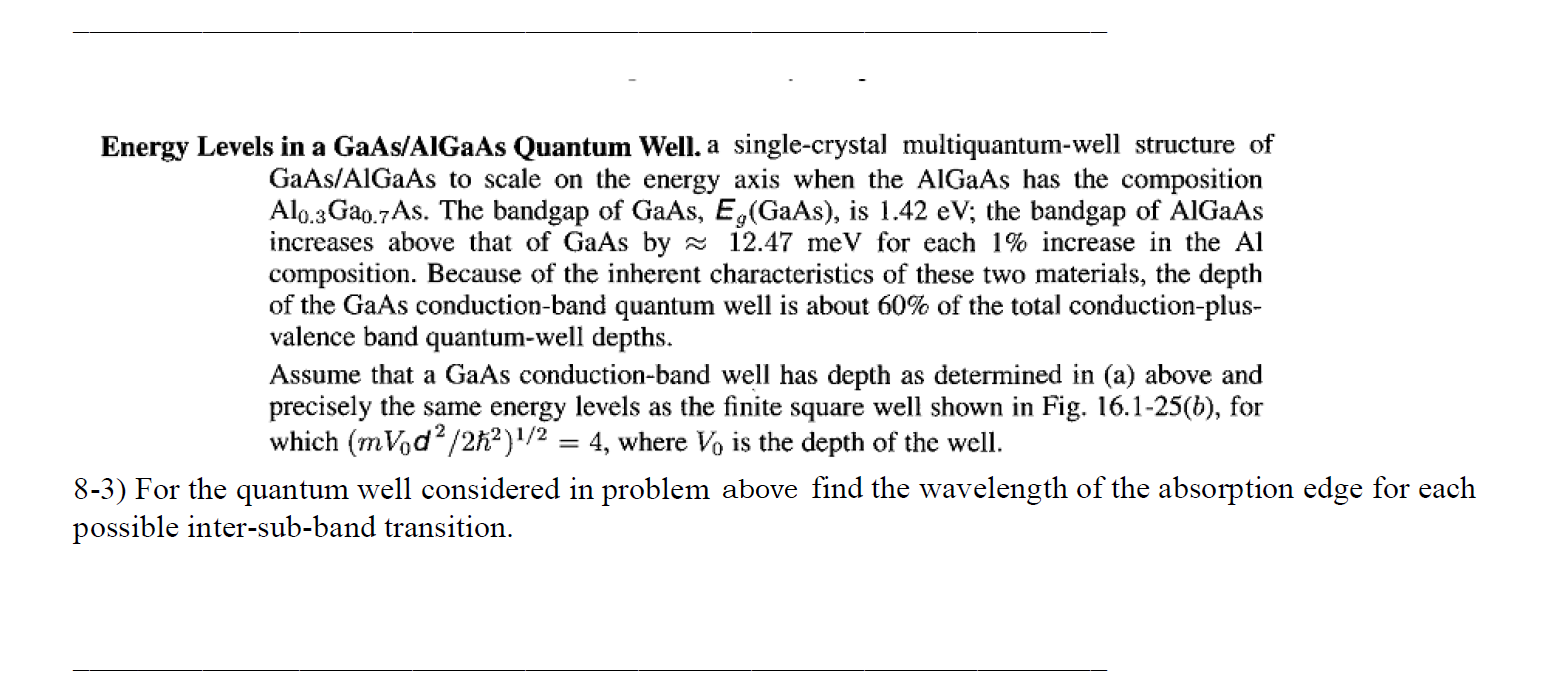 Solved Energy Levels in a GaAs/AlGaAs Quantum Well. a | Chegg.com