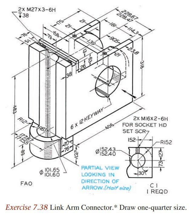 Solved Orthographic Multi View Drawing of this following | Chegg.com