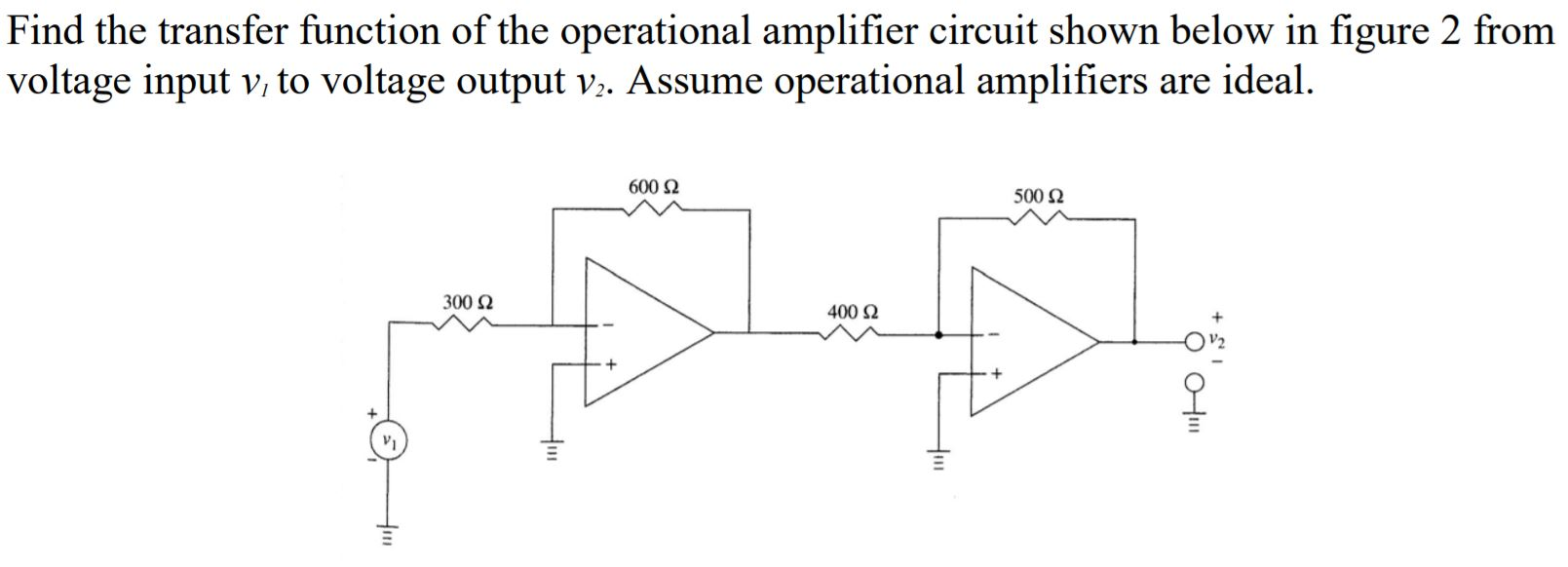 Solved Find the transfer function of the operational | Chegg.com