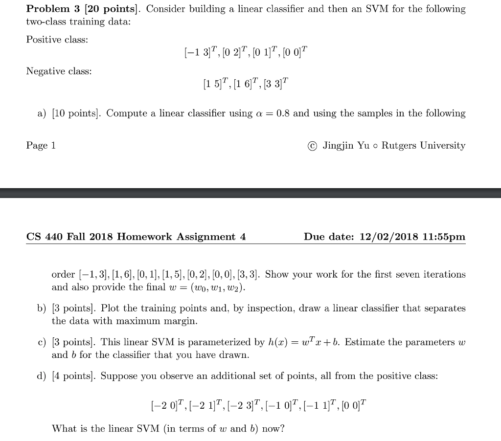 Solved Problem 3 [20 points. Consider building a linear | Chegg.com
