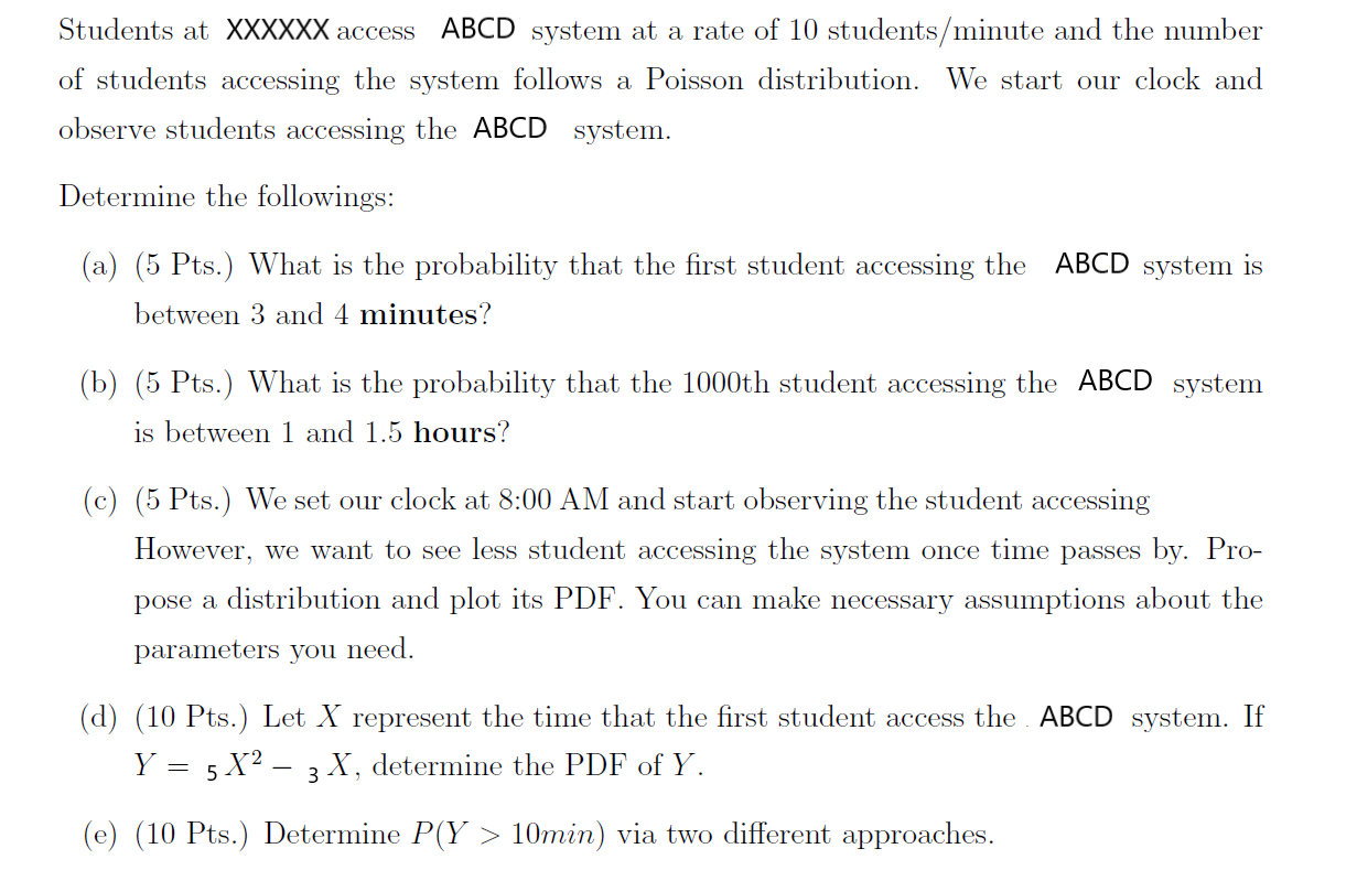 Students at XXXXXX access ABCD system at a rate of 10 | Chegg.com