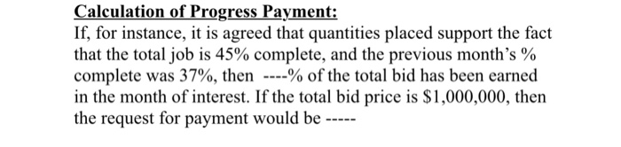 Solved Calculation of Progress Payment: If, for instance, it | Chegg.com
