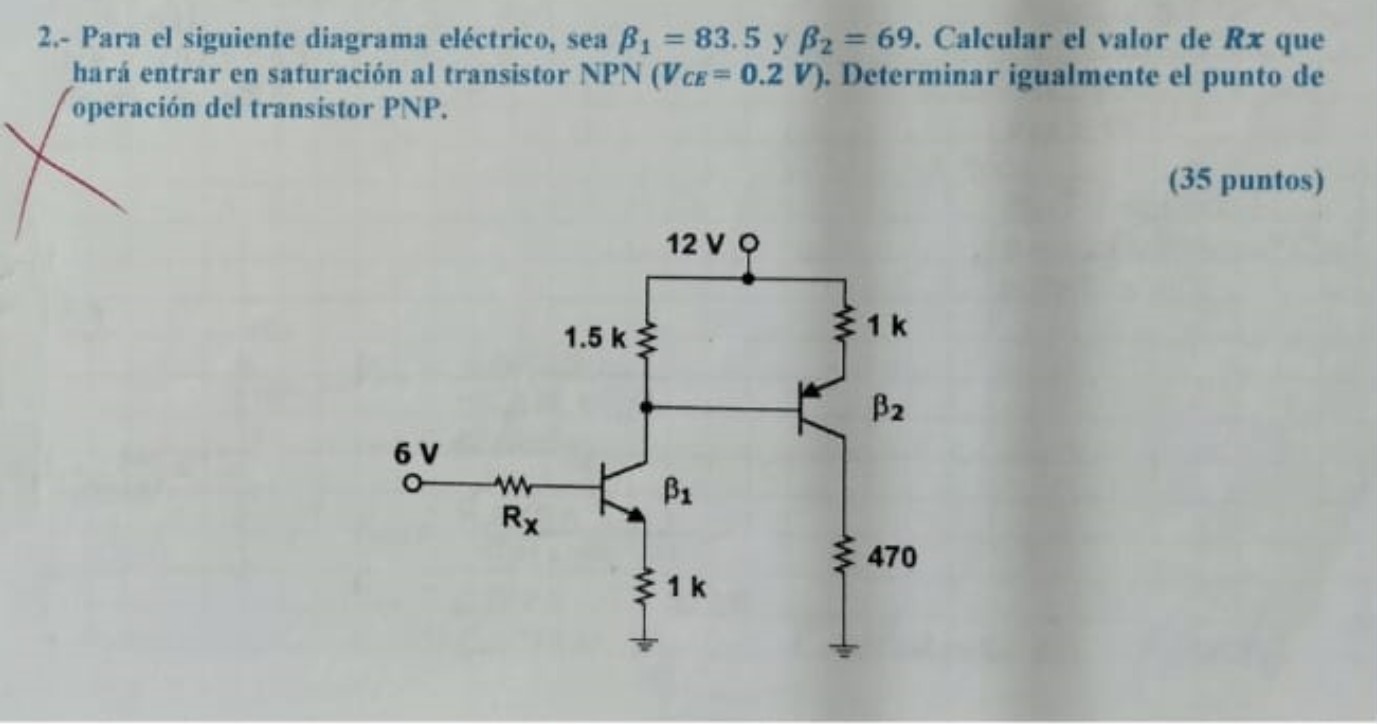 Solved 2.-For the following electrical diagram, let β1=83.5 | Chegg.com