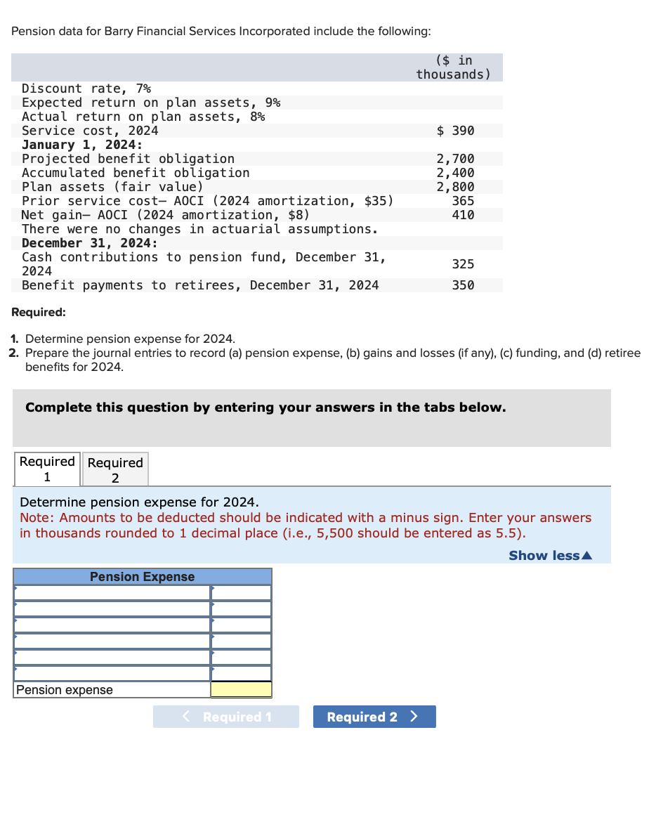 Solved Pension data for Barry Financial Services | Chegg.com