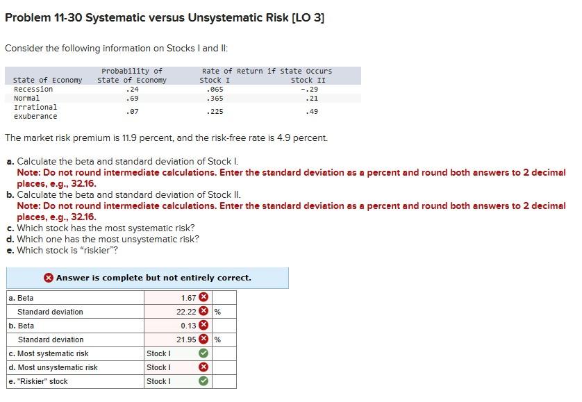 Solved Problem 11-30 Systematic versus Unsystematic Risk [LO | Chegg.com