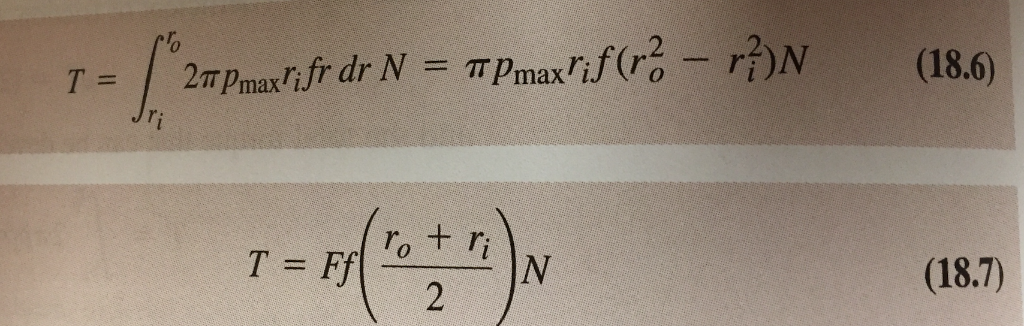 Solved Assuming uniform wear rate derive the equations (18.6 | Chegg.com