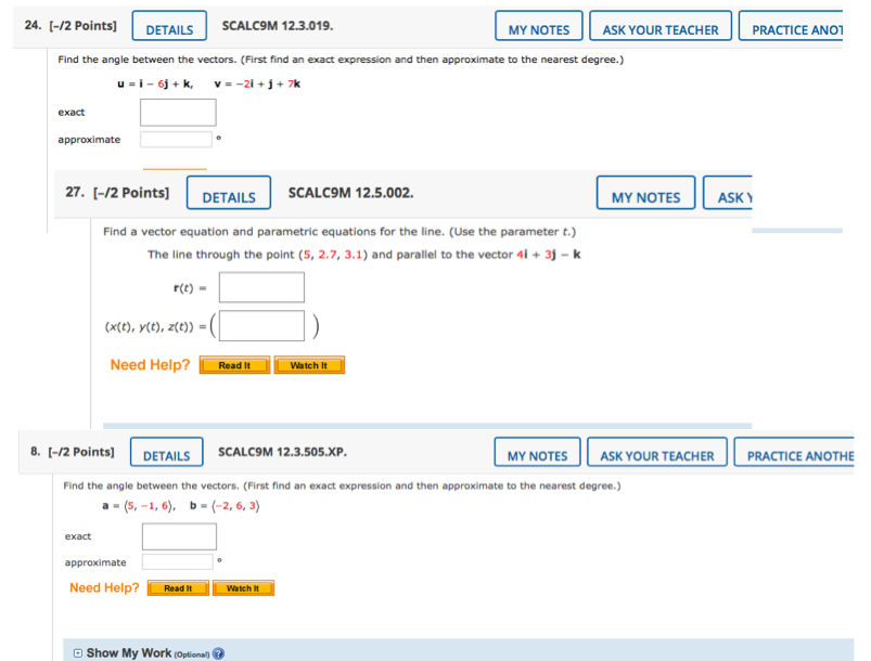Solved u=i−6j+k,v=−2i+j+7k exact approximate 27. [-/2 | Chegg.com