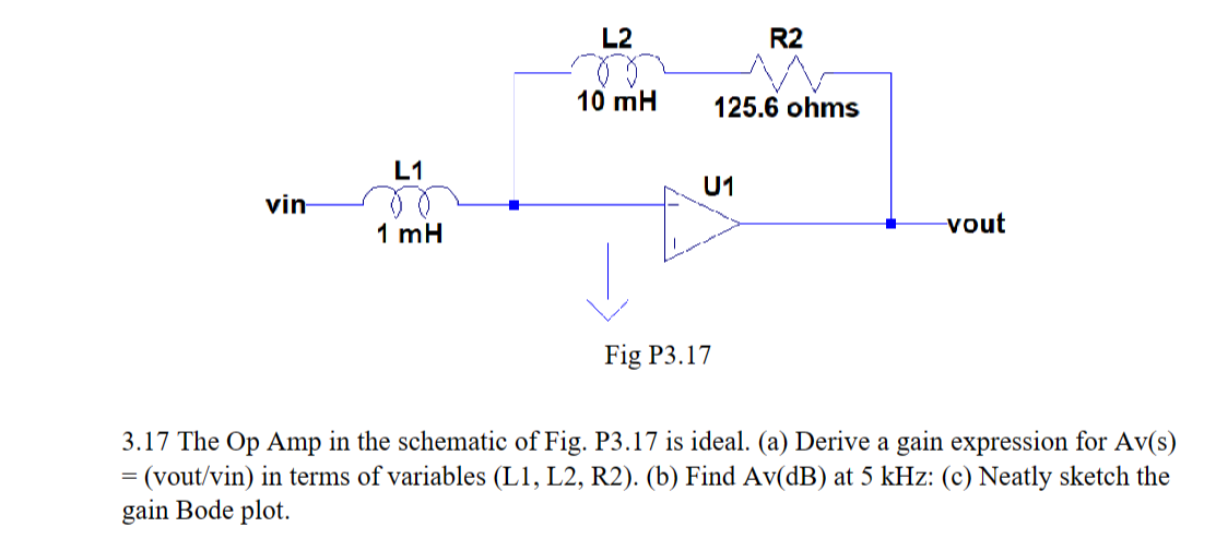 Solved 3.17 The Op Amp in the schematic of Fig. P3.17 is | Chegg.com