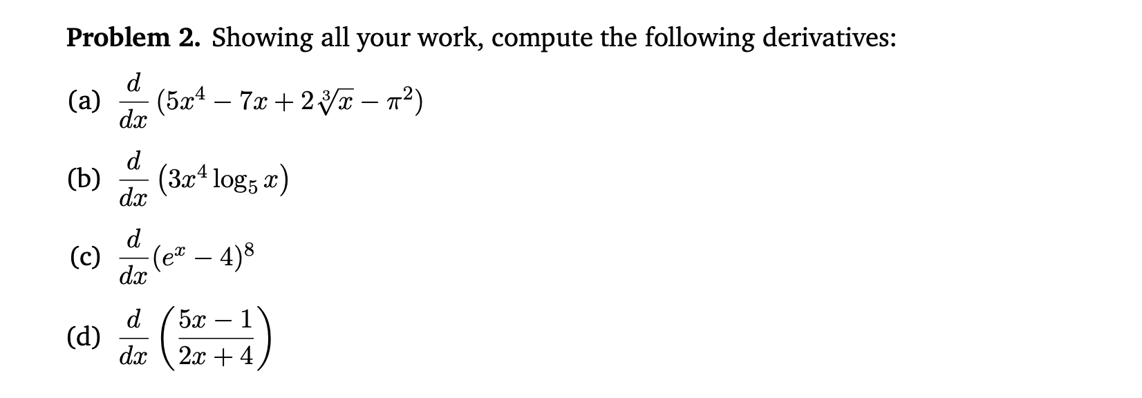 Solved Problem 2. ﻿Showing all your work, compute the | Chegg.com