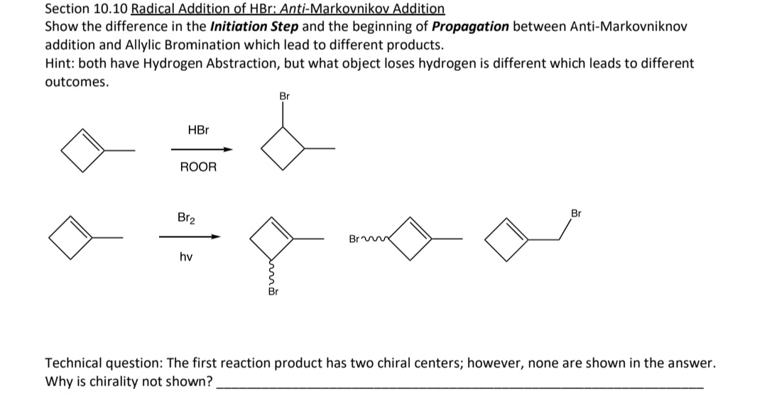 Solved Section 10.10 ﻿Radical Addition of HBr ﻿: | Chegg.com