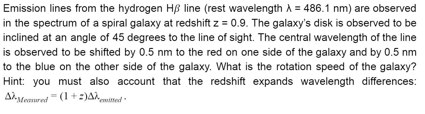 Emission lines from the hydrogen HB line (rest | Chegg.com