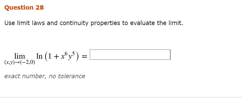 Solved Question 28 Use limit laws and continuity properties | Chegg.com