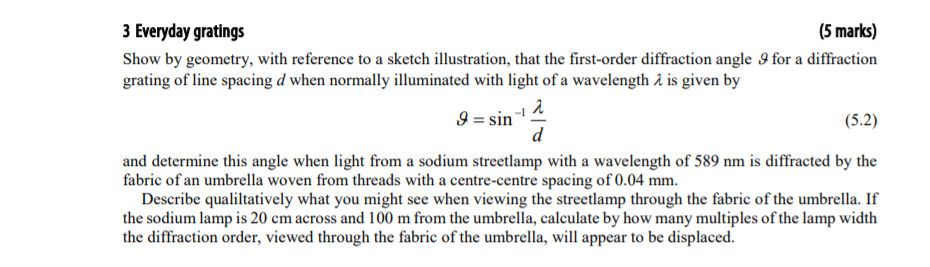 Solved 3 Everyday gratings (5 marks) Show by geometry, with | Chegg.com